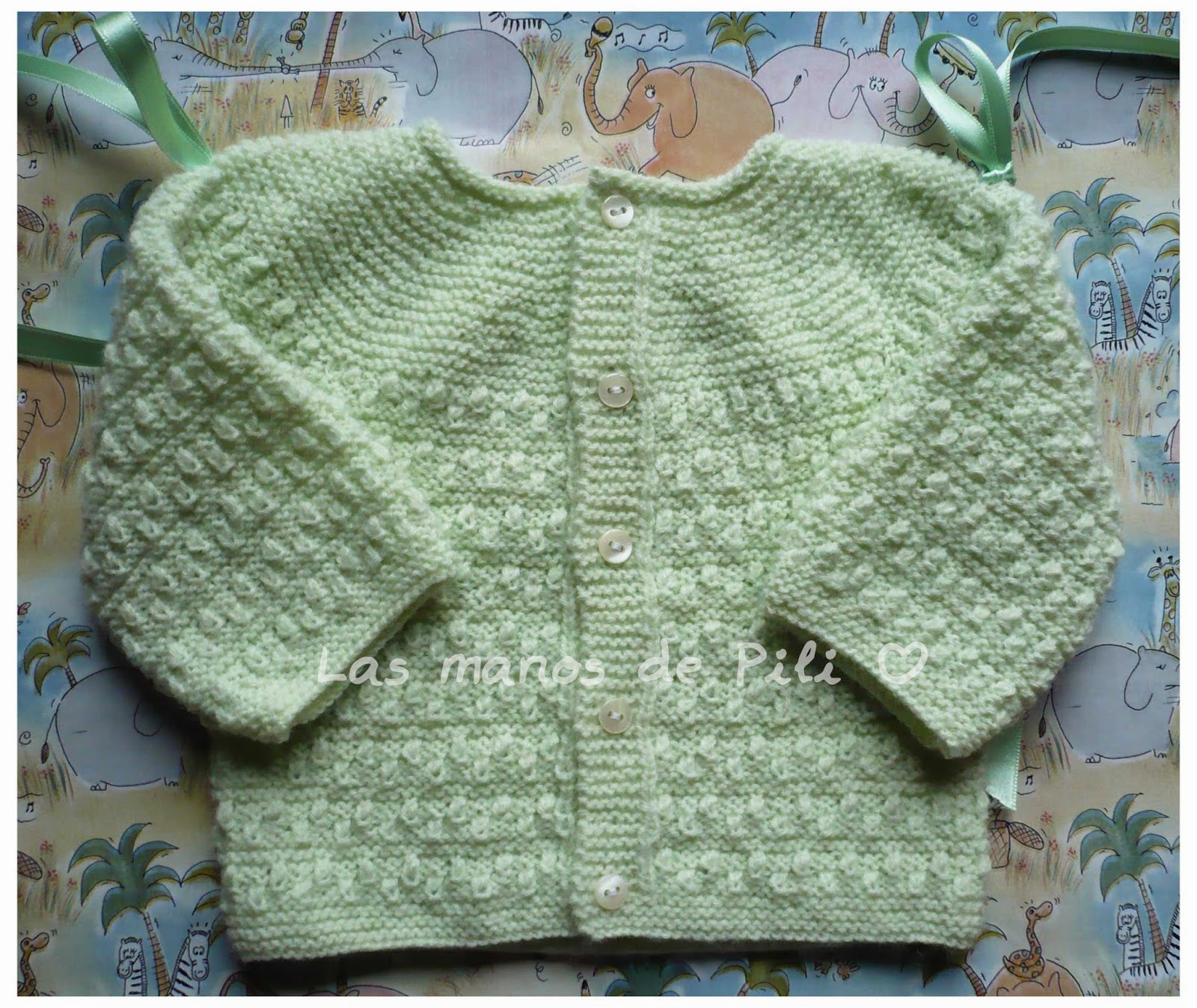 Las manos de Pili: Jubón para bebé en verde