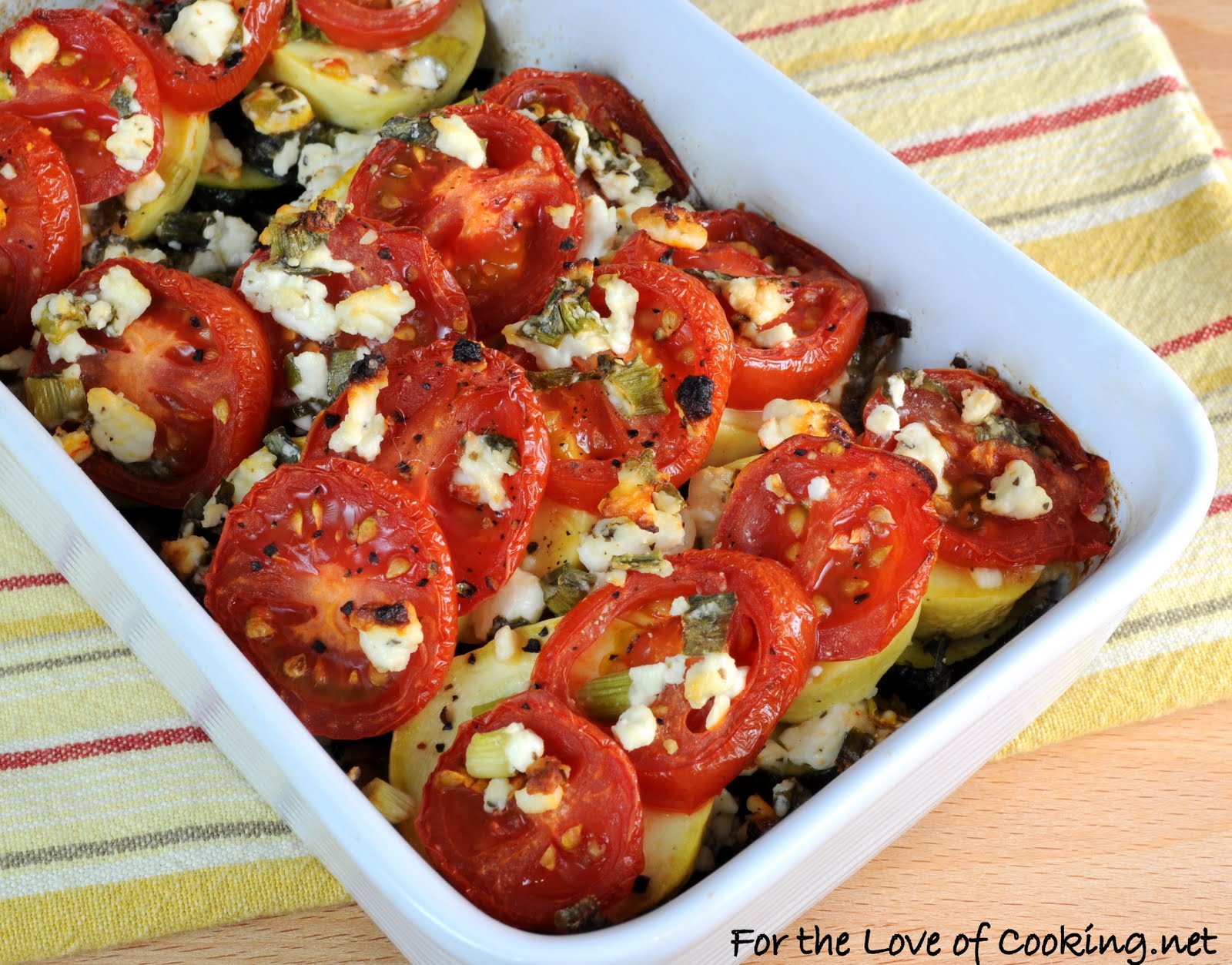 Tomato, Squash, and Feta Gratin | For the Love of Cooking