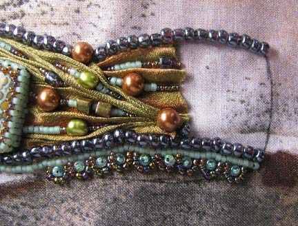 Shibori ribbon bead embroidered bracelet - part two