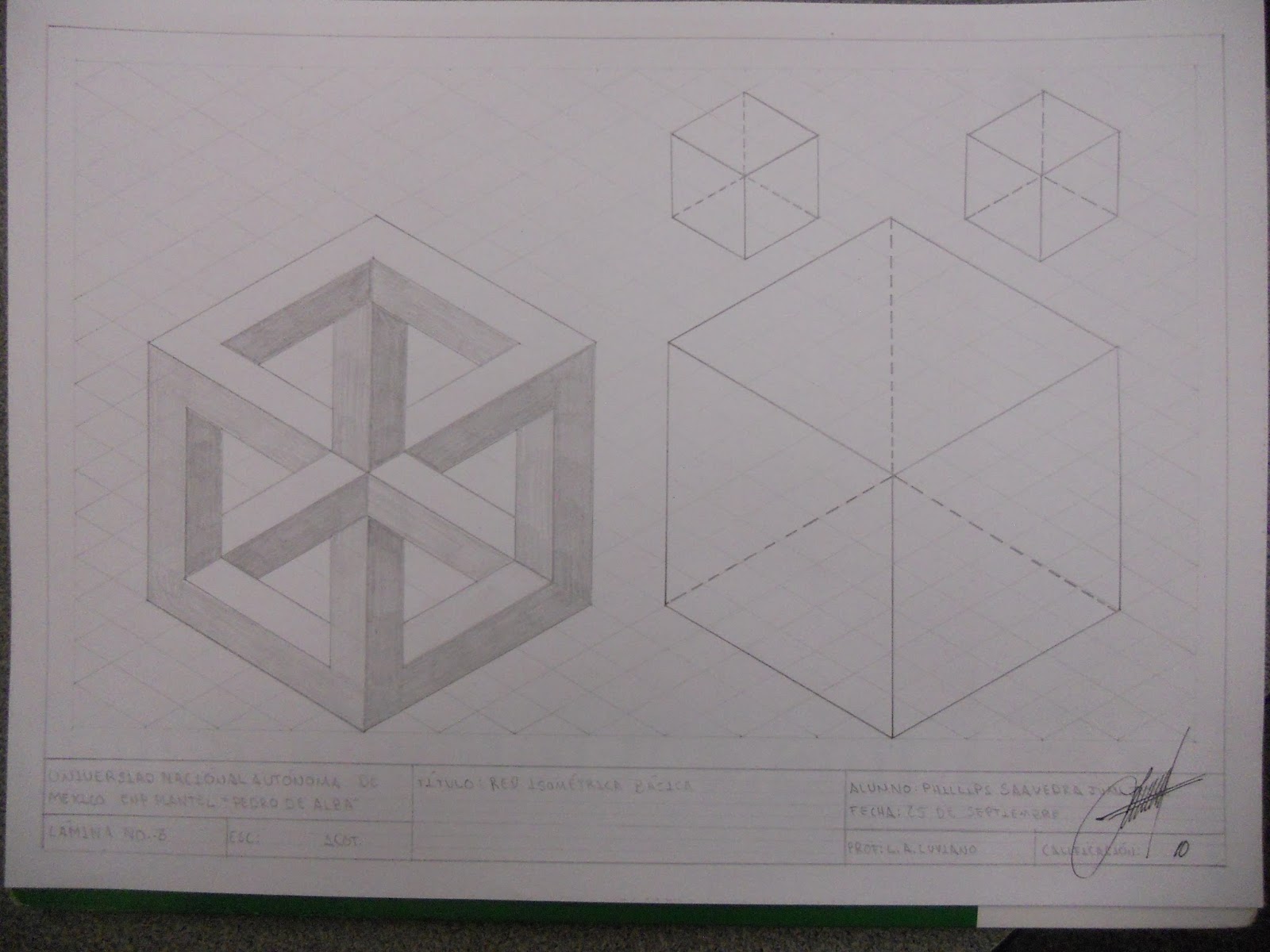 DIBUJO CONSTRUCTIVO II : LÁMINA 3, RED ISOMÉTRICA BÁSICA