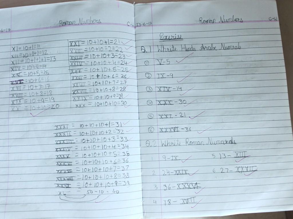 Maths Notebook Work