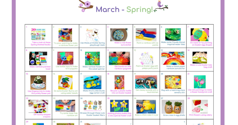 Spring Activity Calendar - March - Messy Little Monster