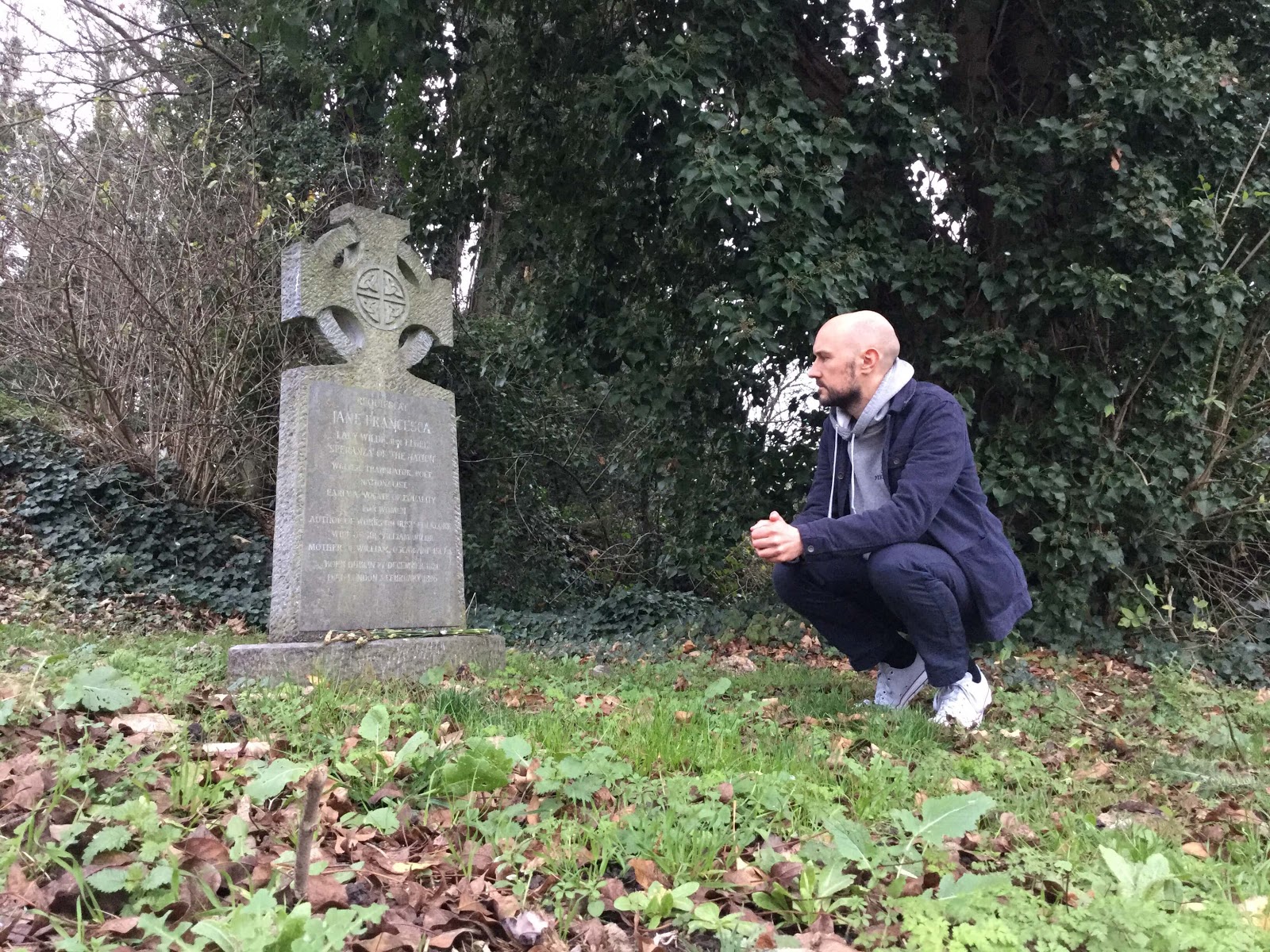 Visiting the grave of Jane, Lady Wilde (Oscar's mother)