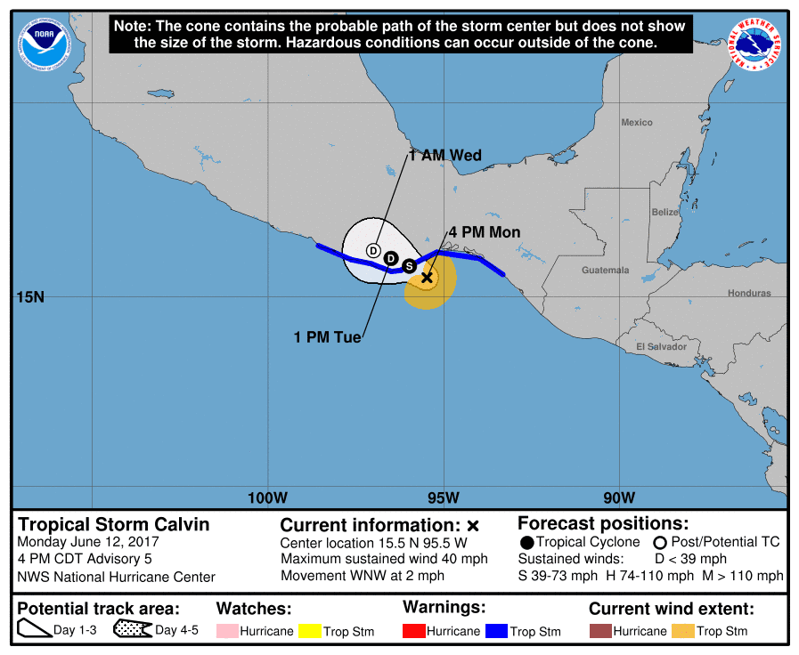 Se ha formado la Tormenta Tropical Calvin en el Océano Pacífico