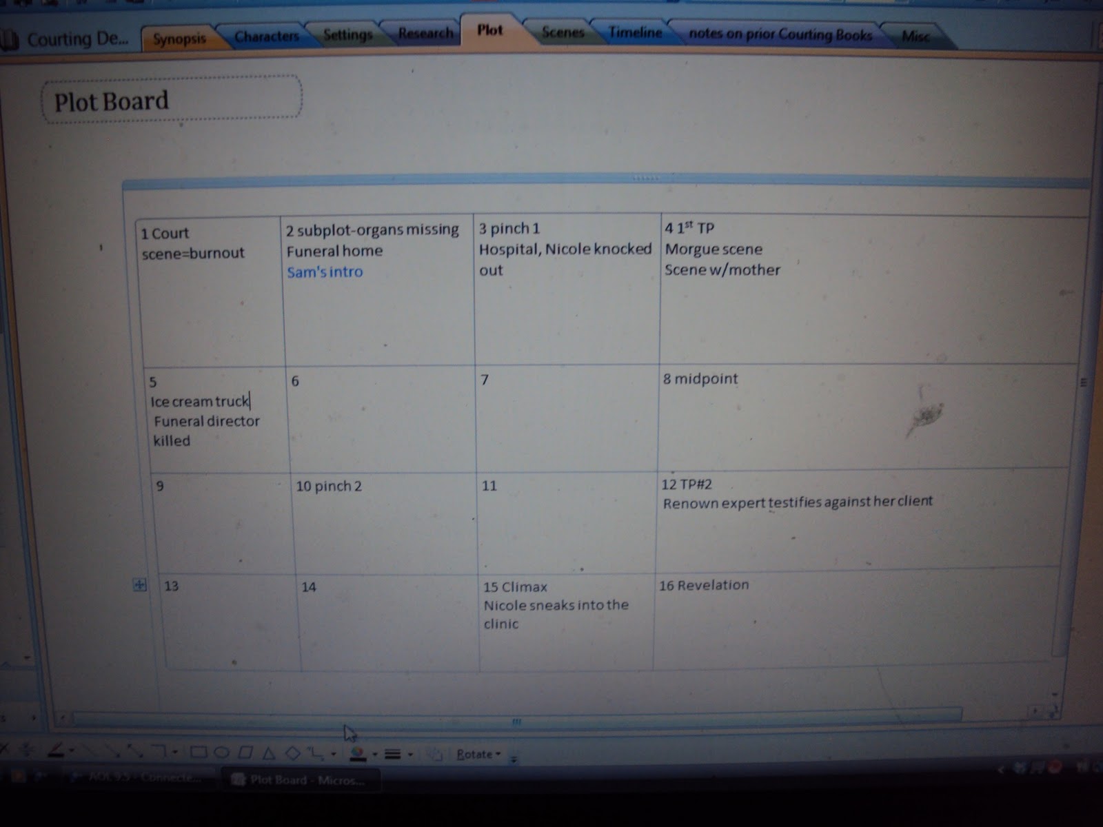 Carol Stephenson's Blog: Plotboard on an electronic notebook