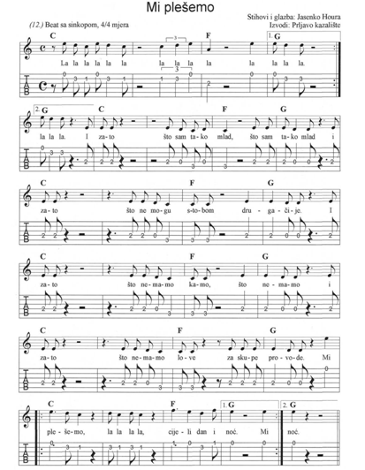 | AKUSTIČNA GITARA |: MI PLESEMO AKORDI NOTE TABOVI