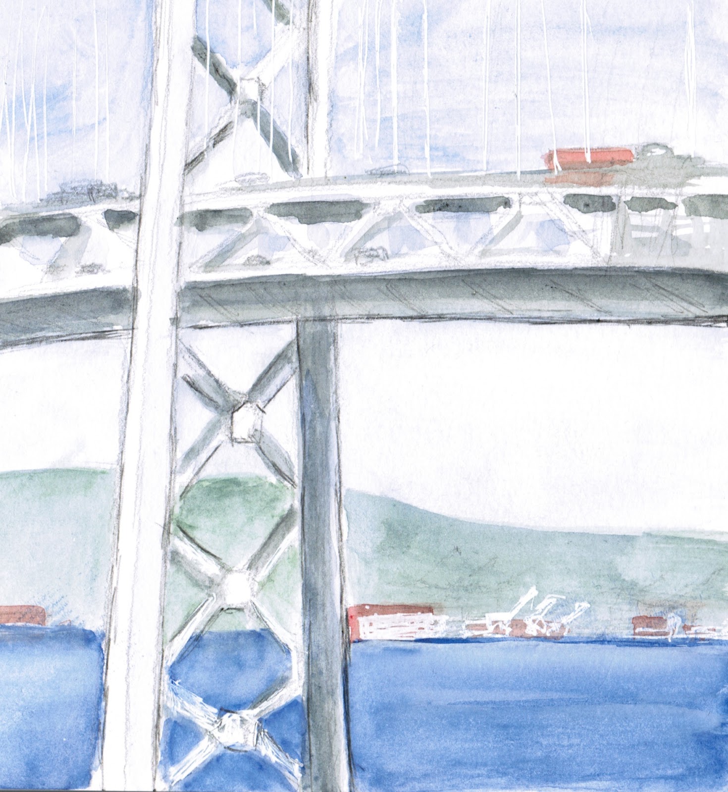 Urban Sketchers S.F. Bay Area: Sketching at the Bay Bridge