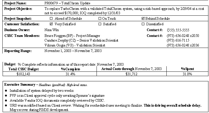 Round Table Project Management: One Page Status Reports