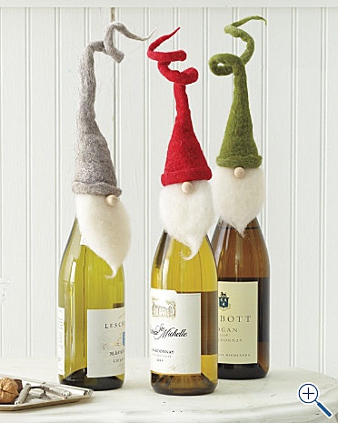 Wine elf and Father Christmas wine toppers