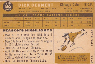 Horizontal Heroes: The 1960 Topps Set: #86 Dick Gernert