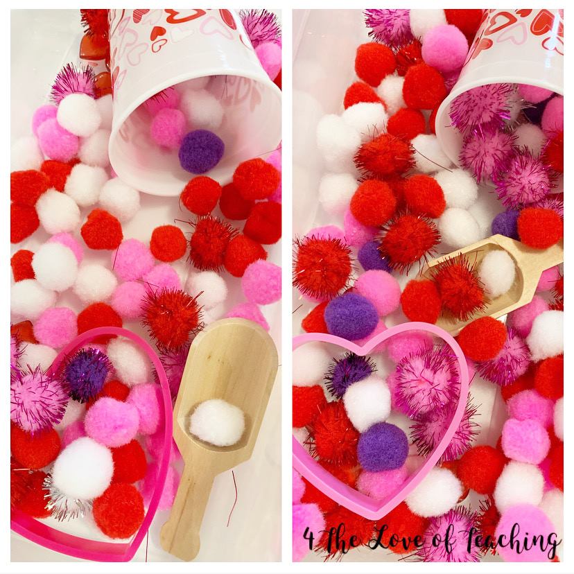 Valentine's Day Simple Sensory Bin - For the Love of Teaching