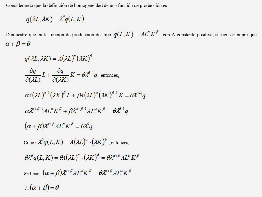 Ejercicios básicos de Microeconomía: Ejercicio homogeneidad