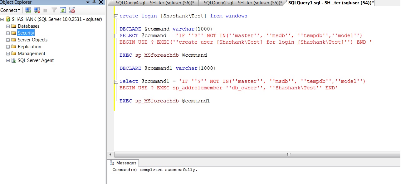 Shashank Srivastava (SQL DBA): Script to grant database level role to a ...