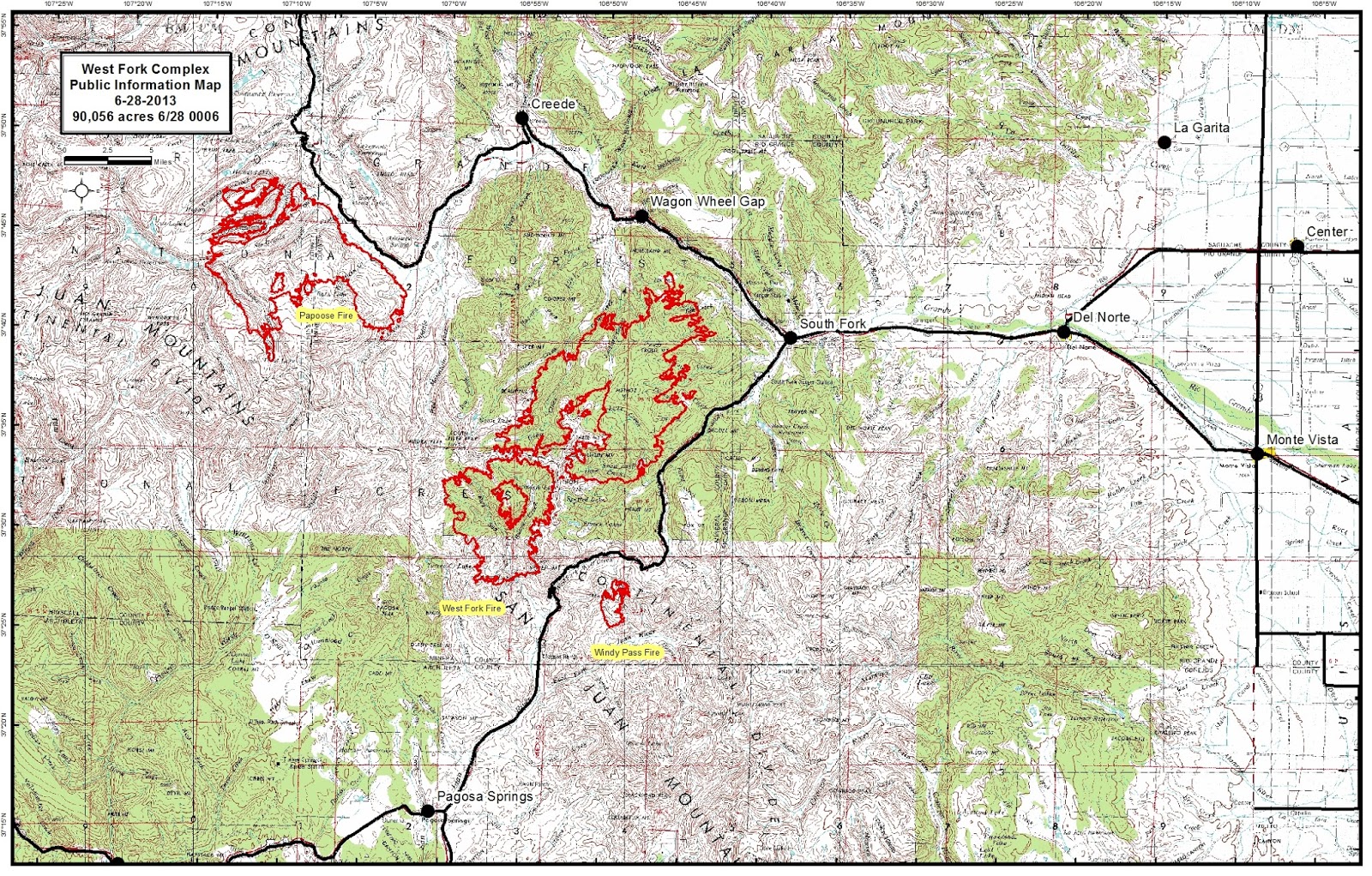 West Fork Fire Complex: Fire Maps