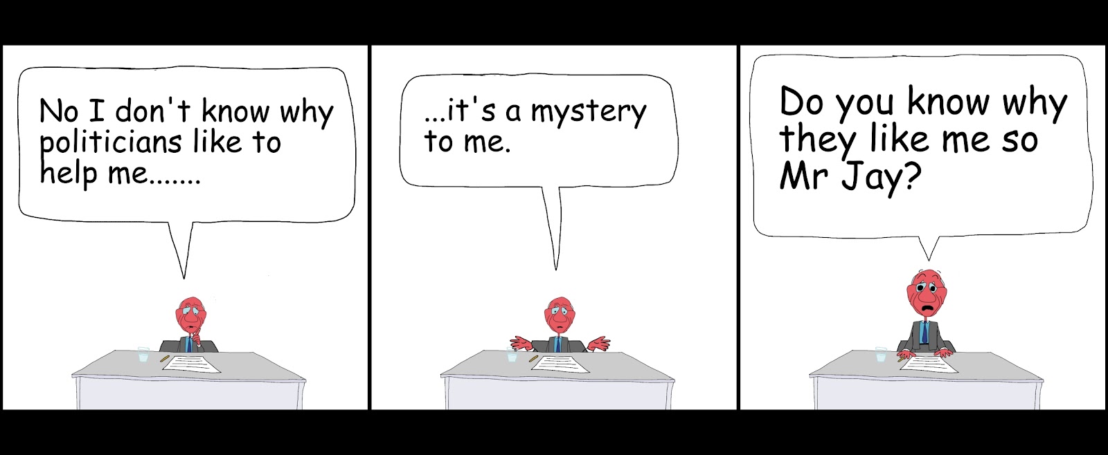 laberal: Rupert Murdoch at the Leveson Inquiry. Cartoon.