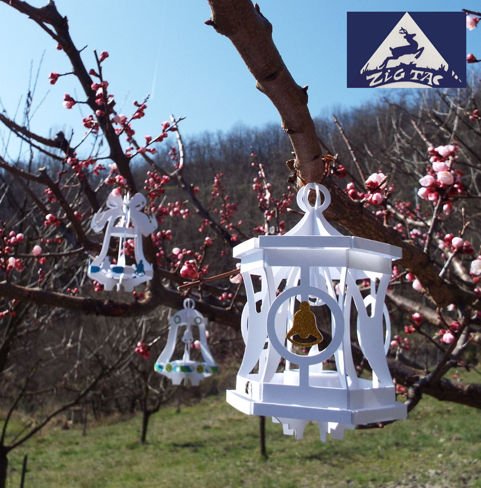 ZIGTAC: “Charming Bells”, 3 lanterns for the Easter table. “Graziose ...
