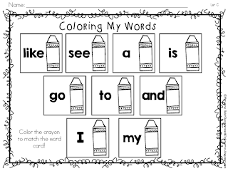 Colors and Kindergarten: Core Words Centers