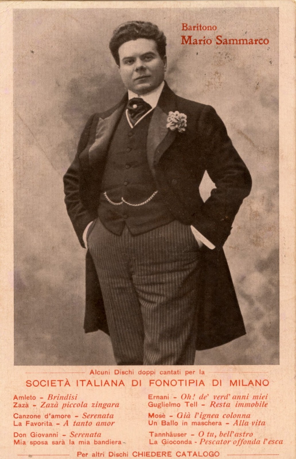 FORGOTTEN OPERA SINGERS : Mario Sammarco (Baritone) (Palermo 1868 ...