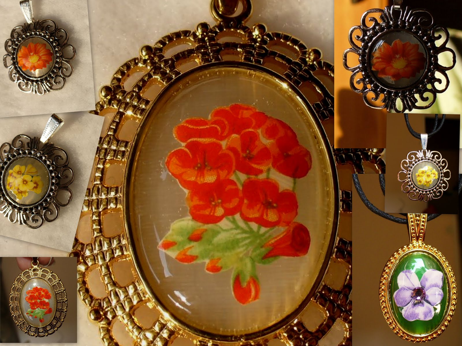 Magnolii de oţel - bijuterii handmade: Pandantive florale