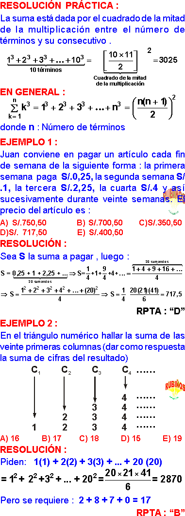 SERIES Y SUMATORIAS FÓRMULAS , MÉTODOS Y EJEMPLOS DE RAZONAMIENTO ...