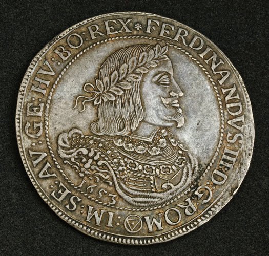 Emperor Ferdinand III. Silver Thaler coin minted in 1653.