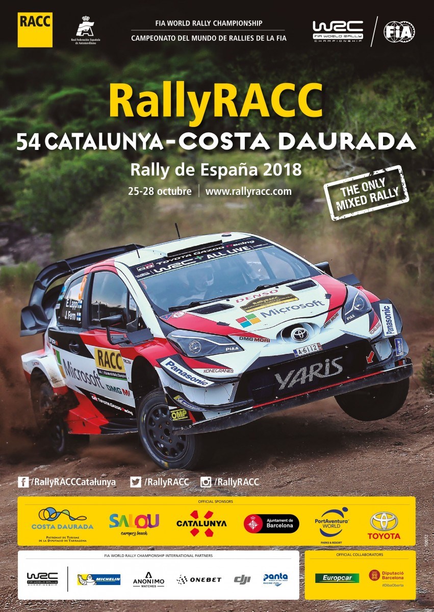 Cartel 54 Rally RACC Catalunya - Costa Daurada , Rally de España 2018.