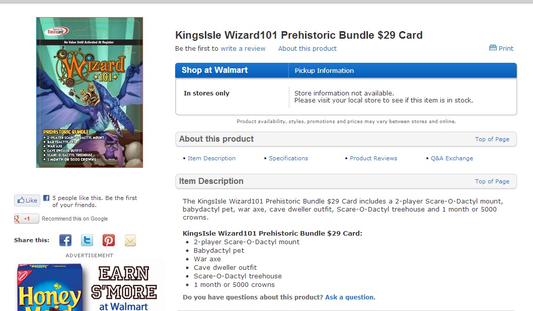 Stars of the Spiral: New Wizard101 $29 Prehistoric Bundle Card