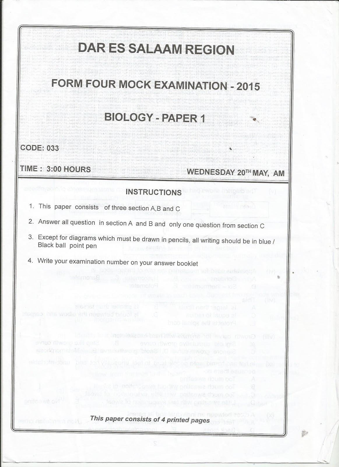 MWL JAPHET MASATU BLOG: FORM FOUR PAST PAPERS { CSEE }