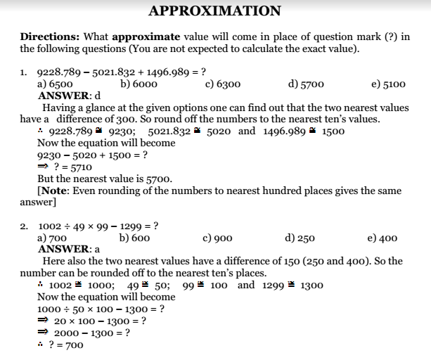 Approximation Formulas Questions And Answers With Explanations Pdf Matterhere