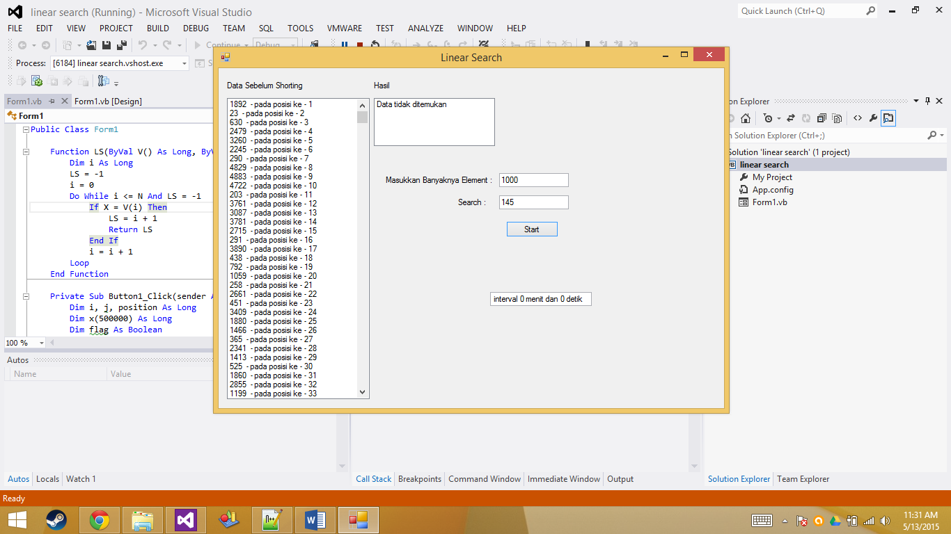 METODE SEARCHING LINEAR SEARCH VB.NET ~ In Programing We Trust