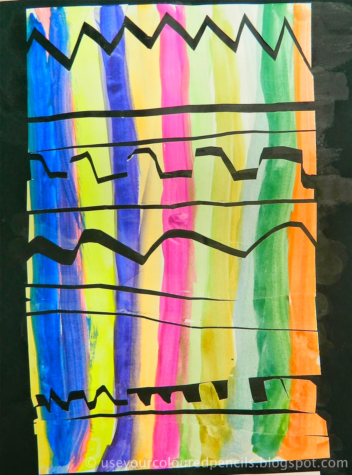 Use Your Coloured Pencils: Line Collage