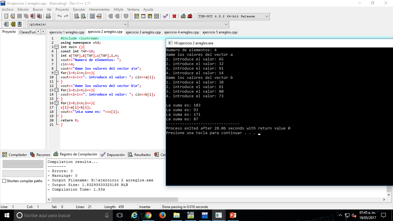 Desarrollo de software utilizando programación estructurada: Primeros 5 ejercicios 3er parcial