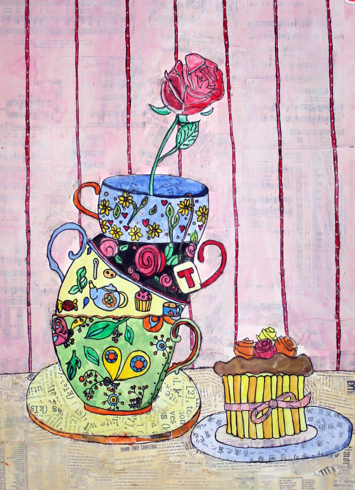 sarah bell smith: Teacup and teapot collages