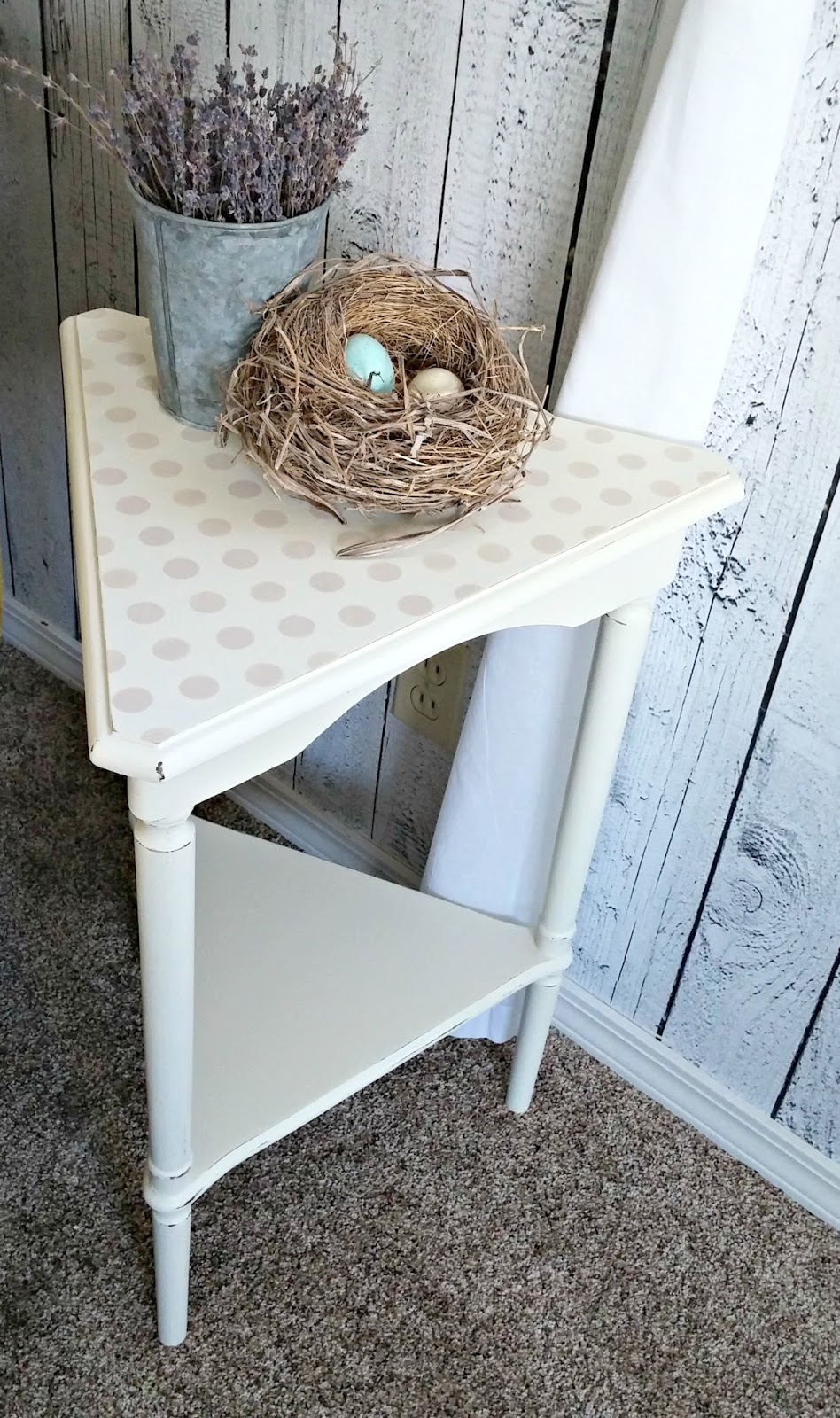 Triangle Side Table Makeover - Little Vintage Cottage