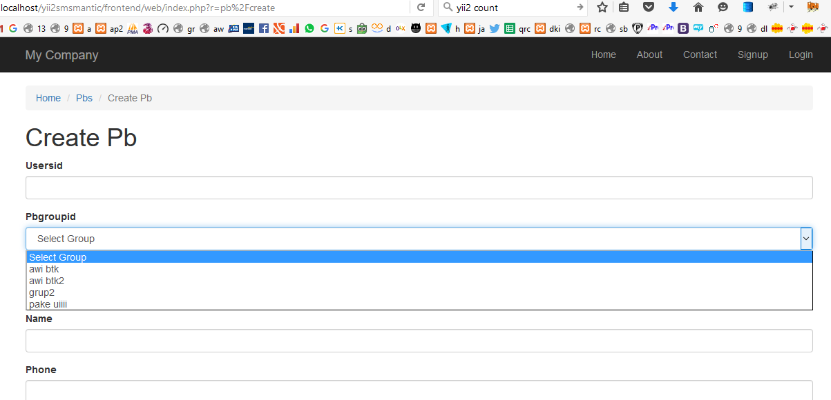 Tuturial Yii2 Indonesia Yii2 Menambahkan Drop Down Box Datanya Dari Tabel