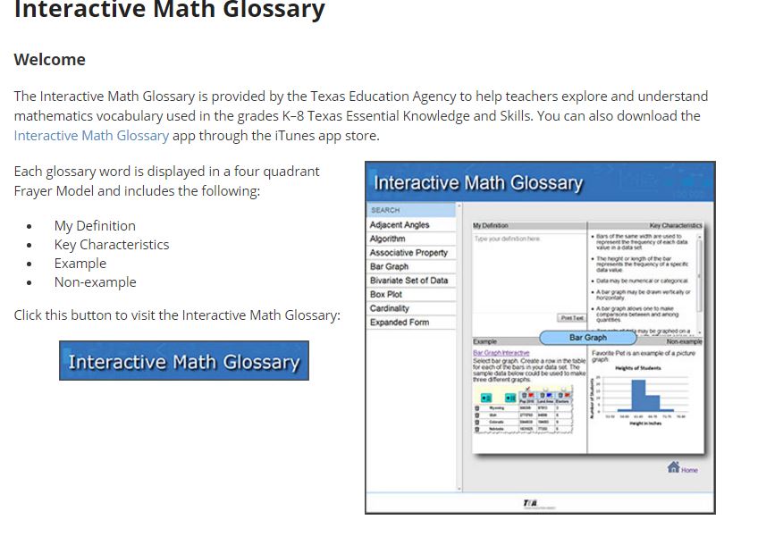 Forever a Student: Interactive Math Glossary