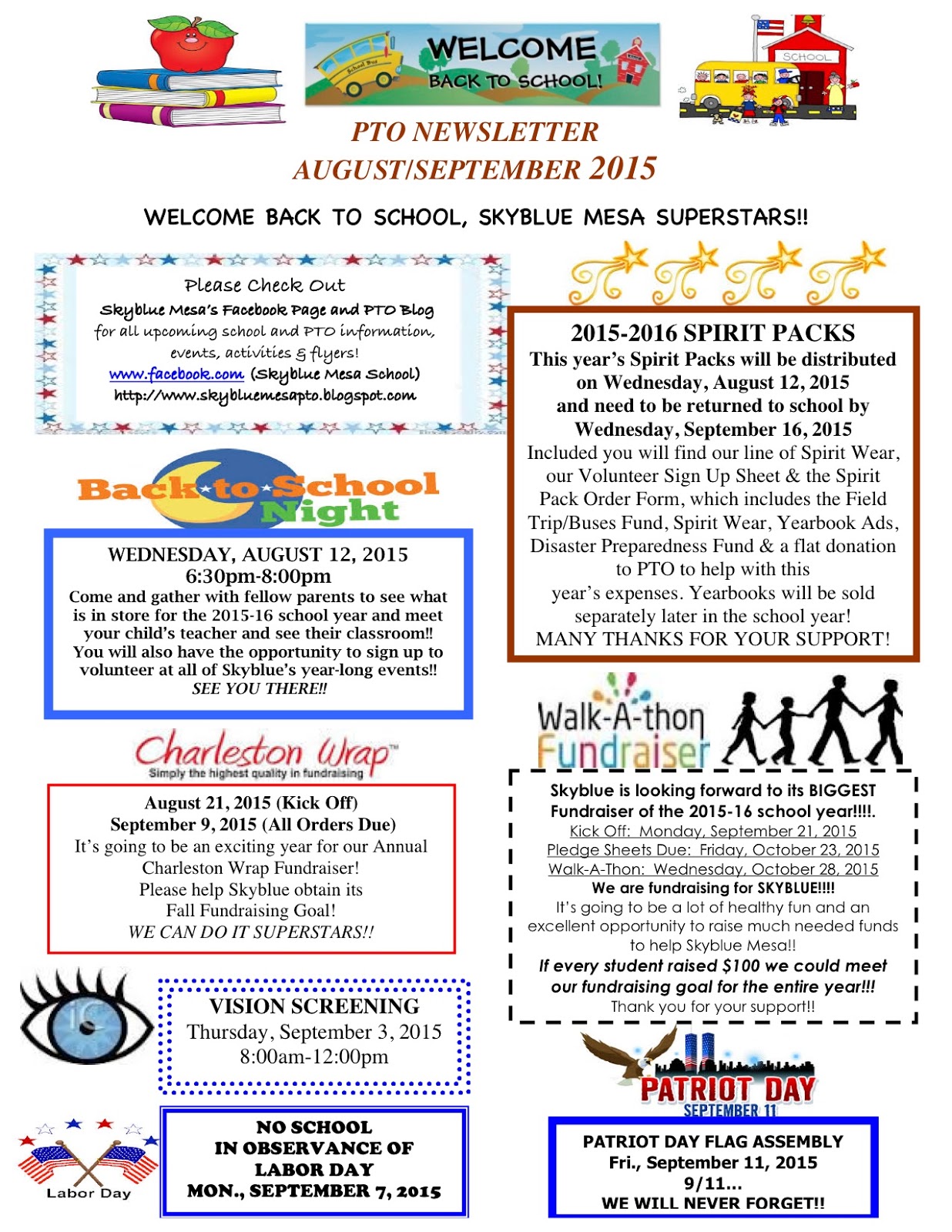 Skyblue Mesa PTO: August / September 2015 PTO Newsletter