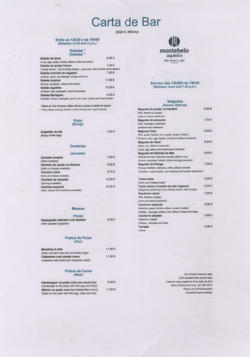 IÉ-IÉ: CARTA DE BAR