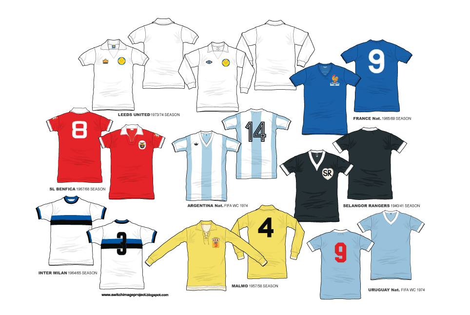 Football teams shirt and kits fan: Classic Kits Template 40s Thru 70s