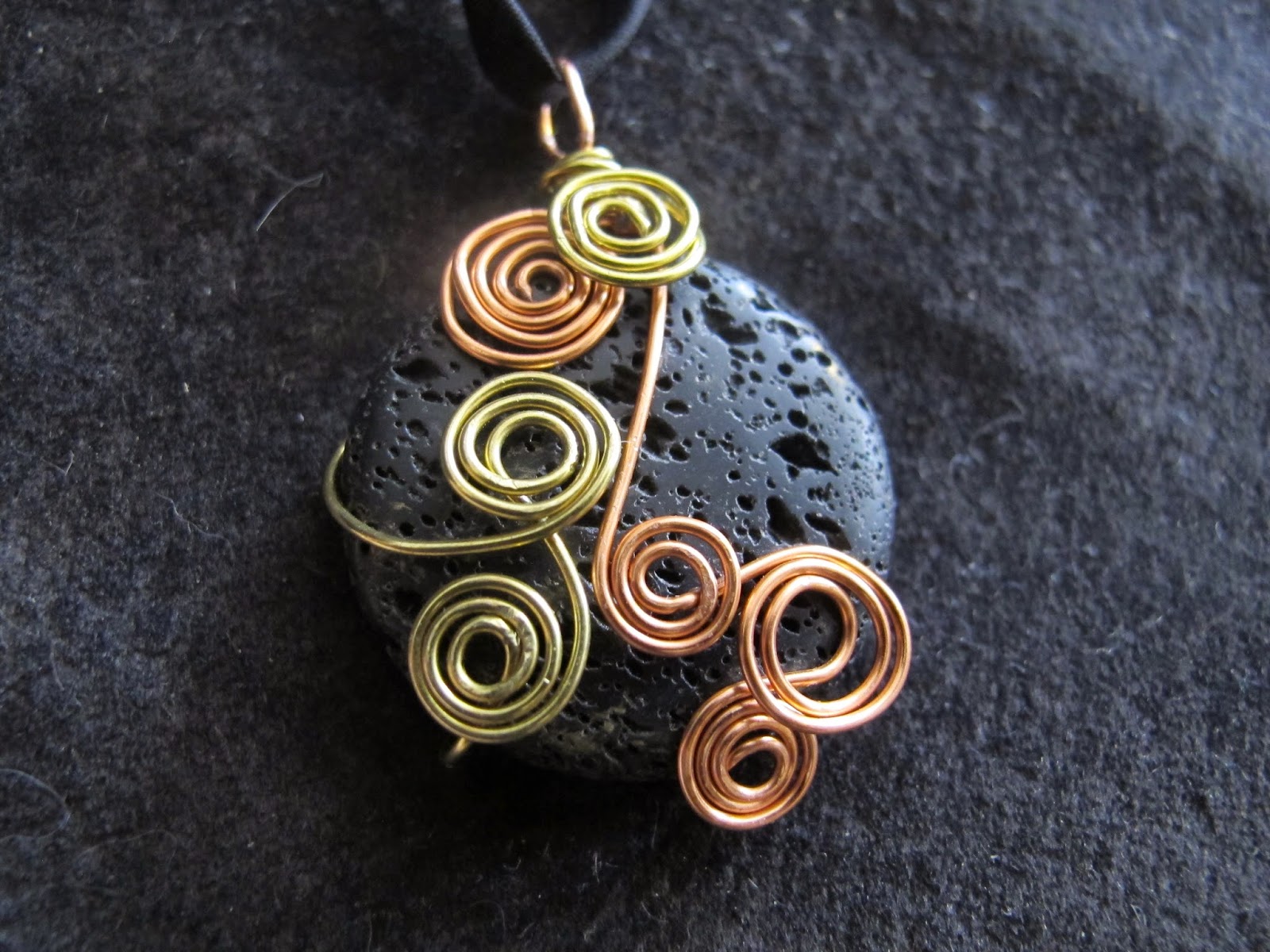 Naomi's Designs: Handmade Wire Jewelry: Wire wrapped spiral lava stone ...
