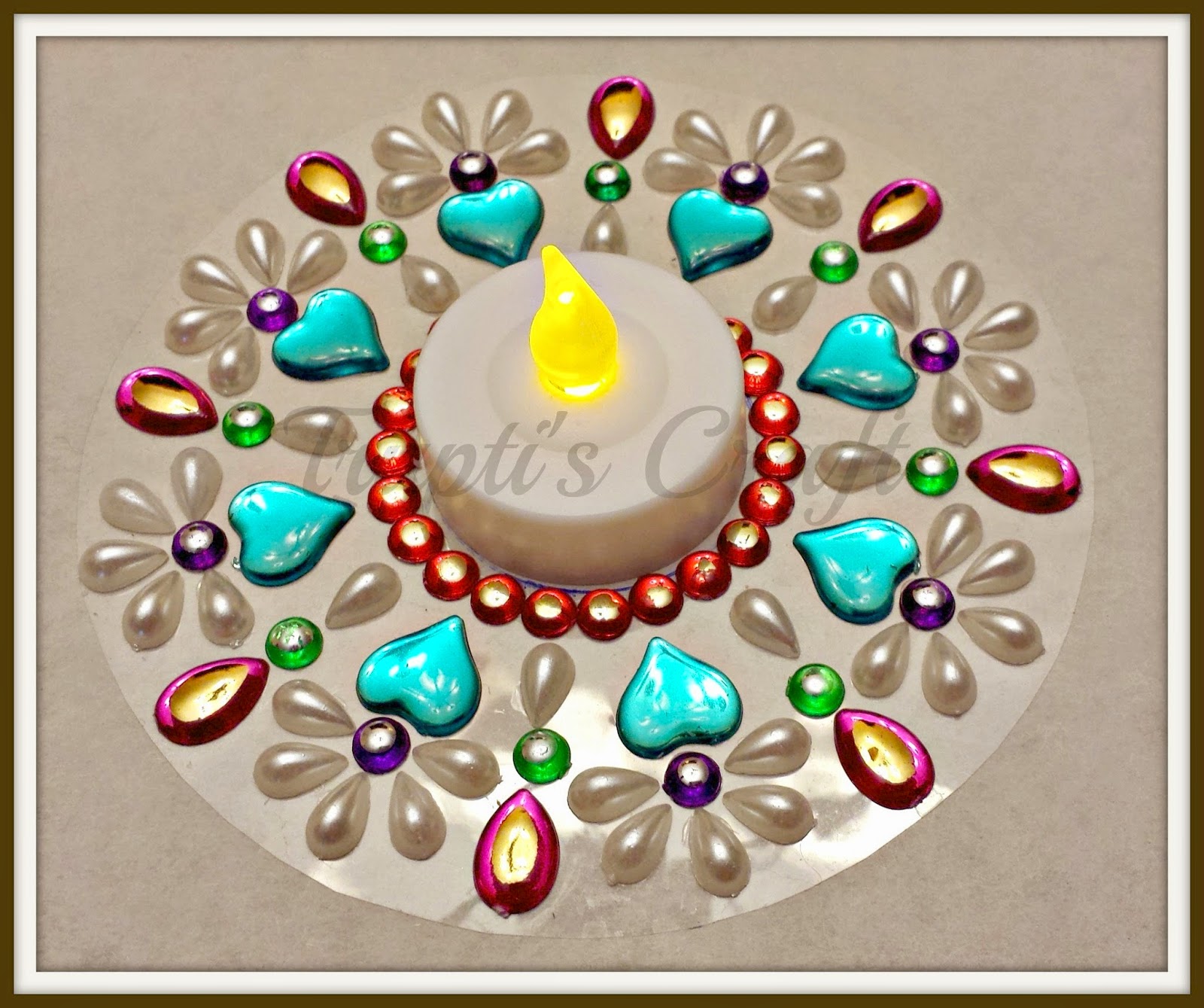 Trupti's Craft: Kundan Rangoli Cum Candle Holder