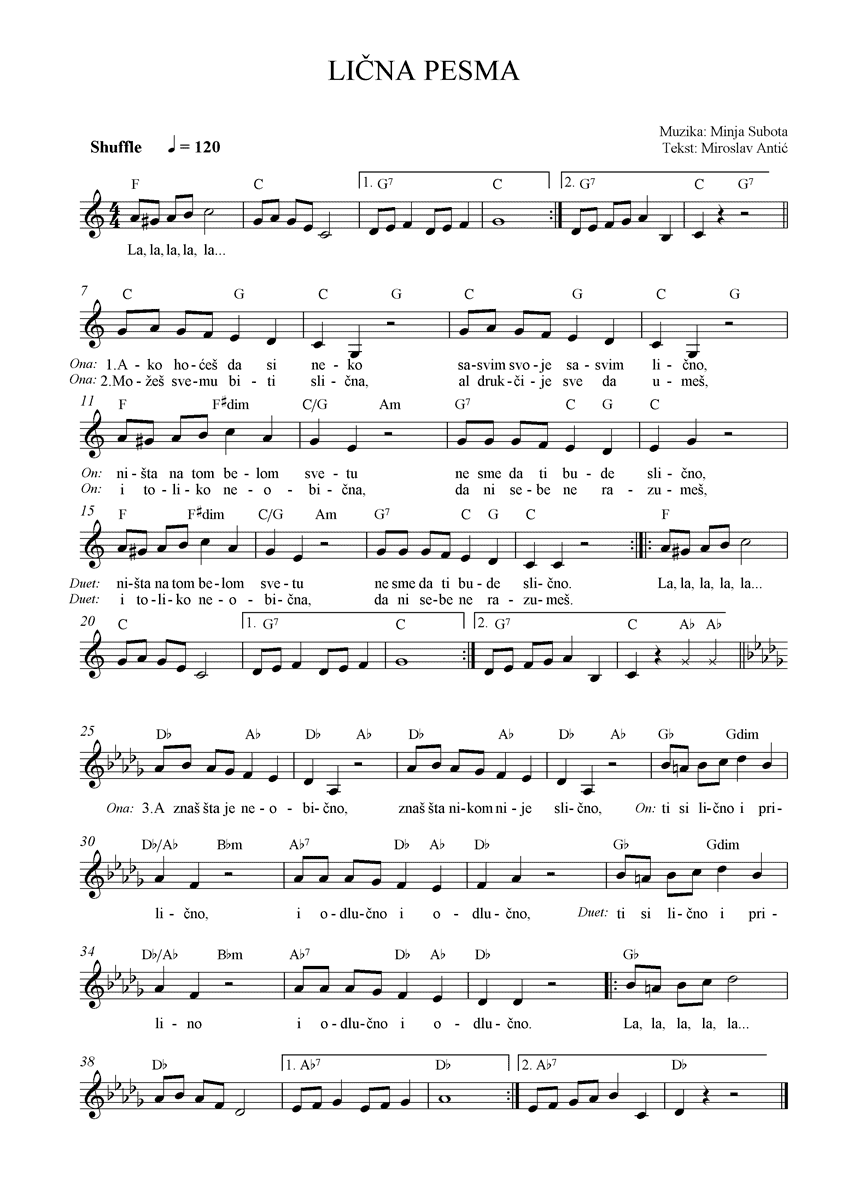 NOTE | DOMACE I STRANE: LIČNA PESMA AKORDI NOTE