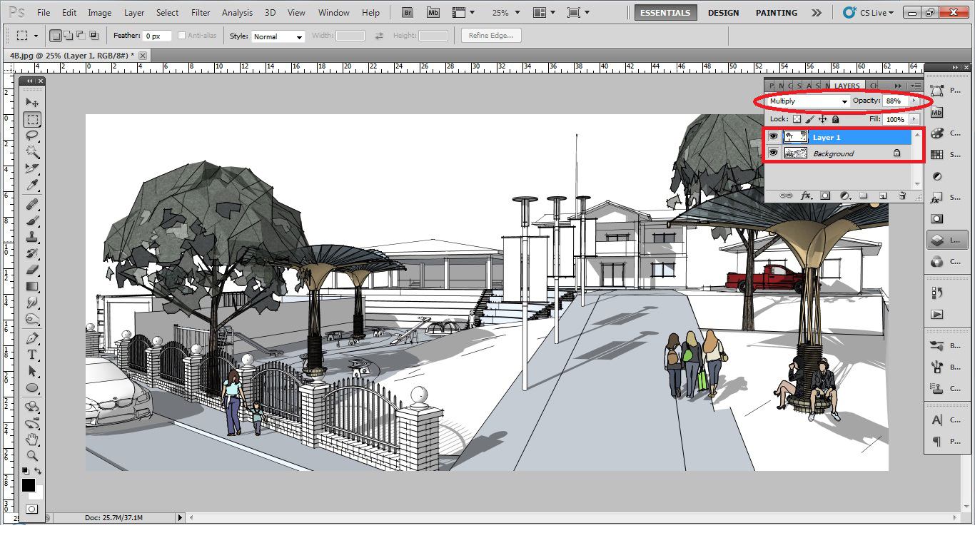 Making A Digital Watercolor Presentation: Sketchup Tutorial (NPR Style)