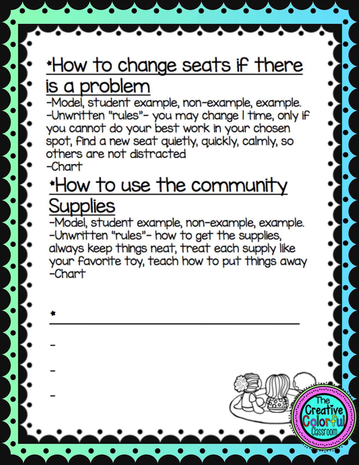 The Creative Colorful Classroom: Flexible Seating Procedures