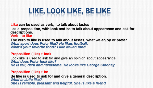 Click on: CONFUSING 'LIKE" (VERB vs PREPOSITION) & AS