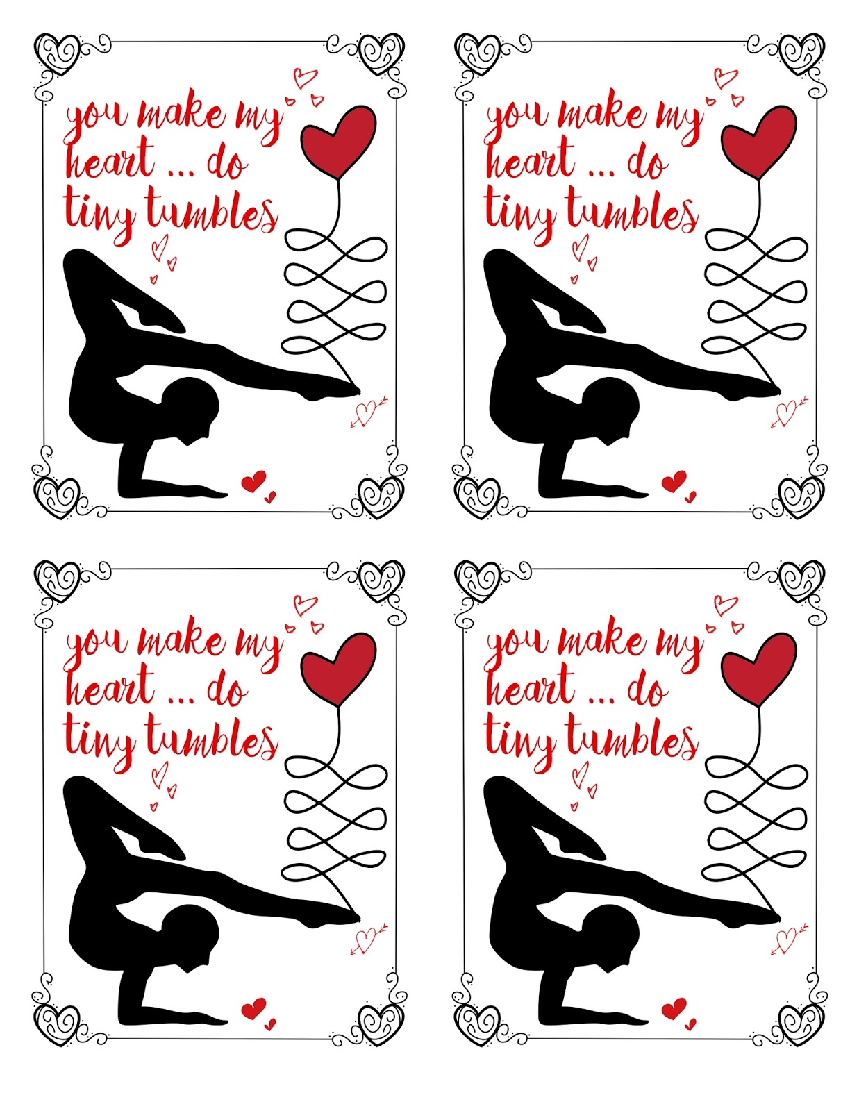In The Cat Cave: Gymnastics Valentines | free printable