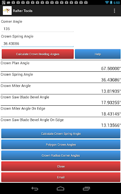 Roof Framing Geometry: Polygon Crown Molding Miter Angles and Bevel Angles