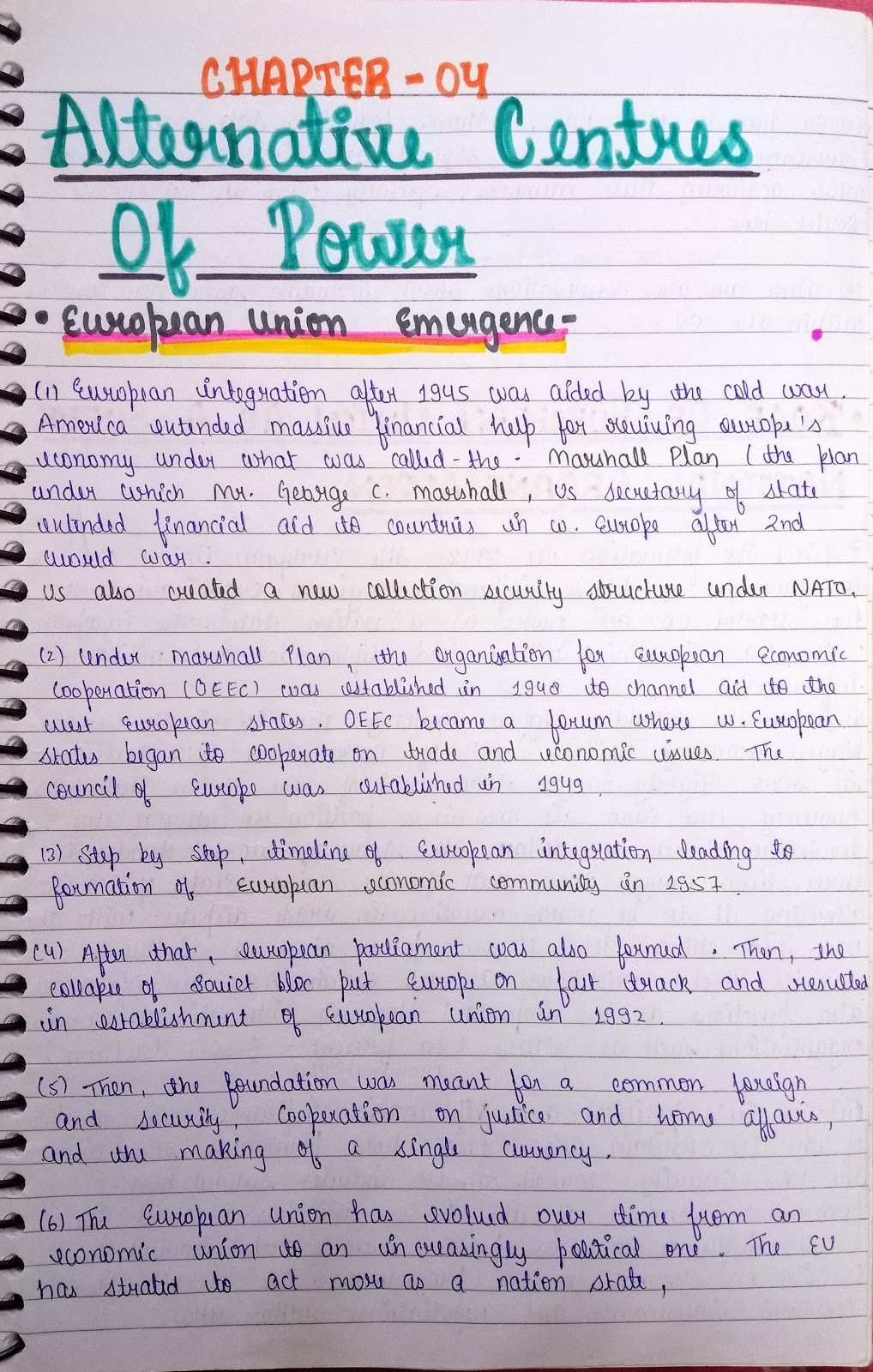 handwritten notes of Alternative Centers Of Power [political science ...