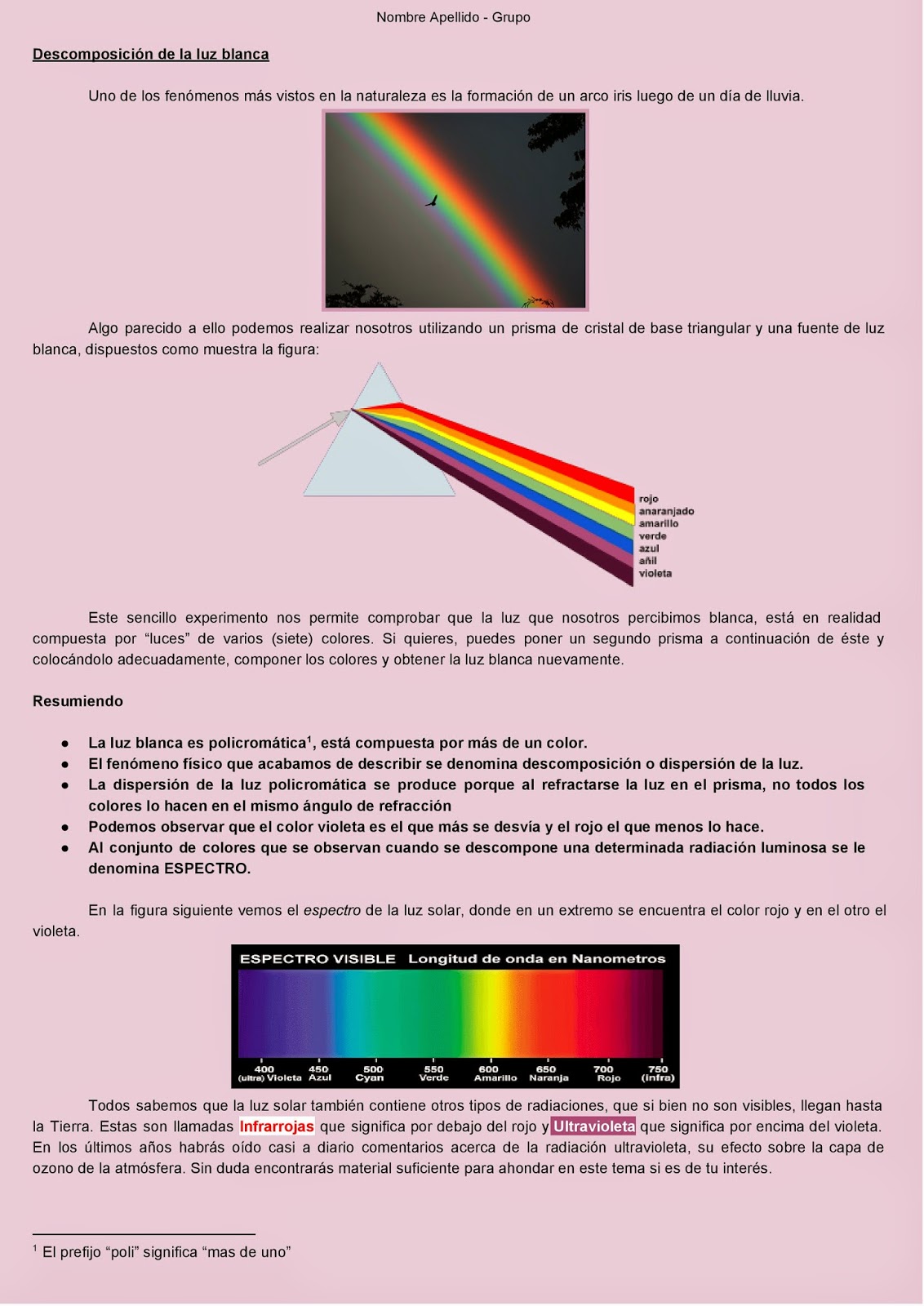 Ciencias Físicas Primero: Prisma de Newton.