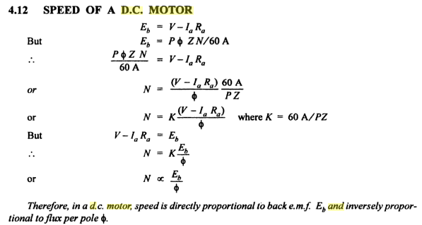 DC MOTOR-Speed and speed relations